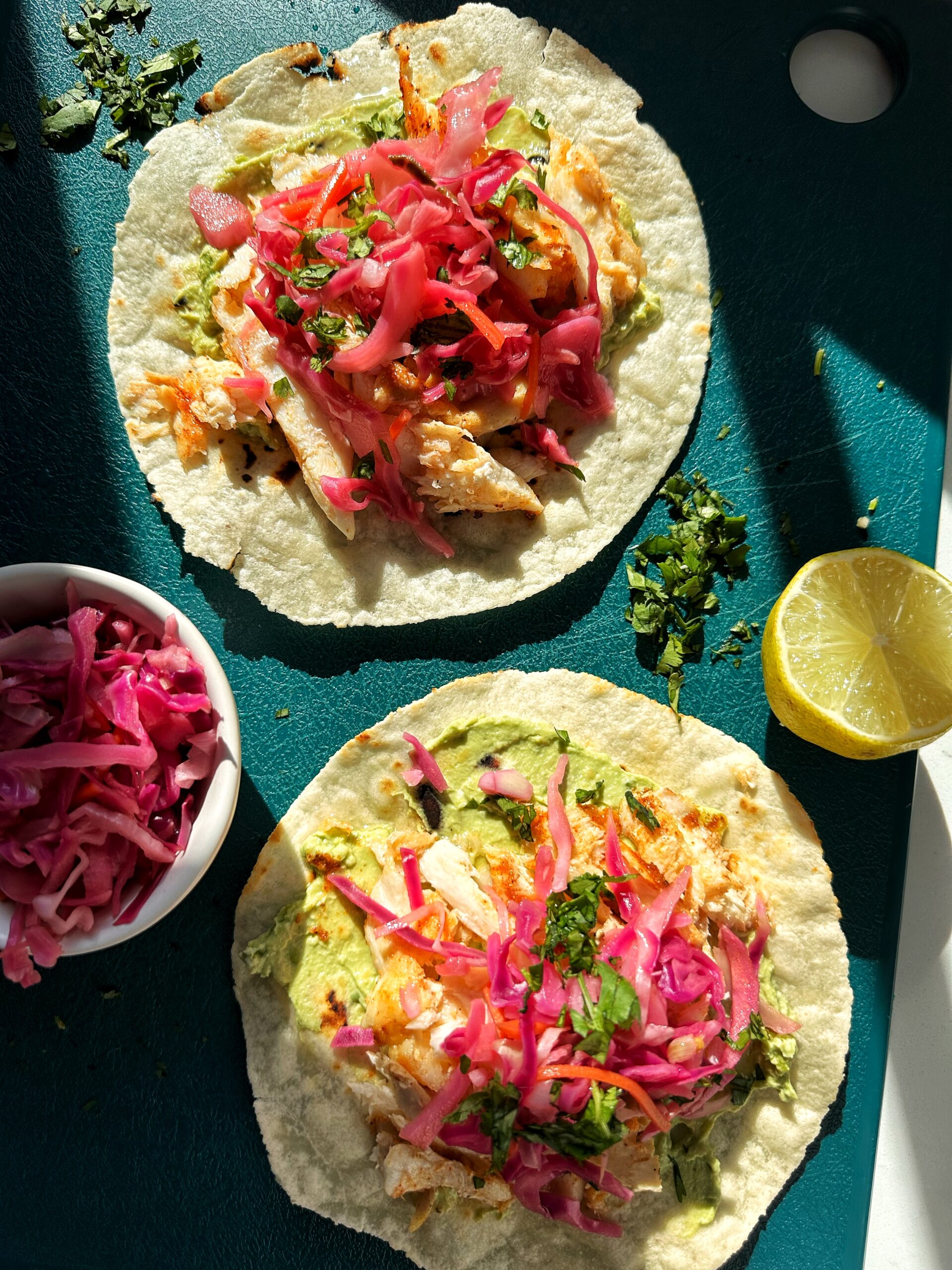 Easy Fish Tacos with Avocado Crema - rachLmansfield