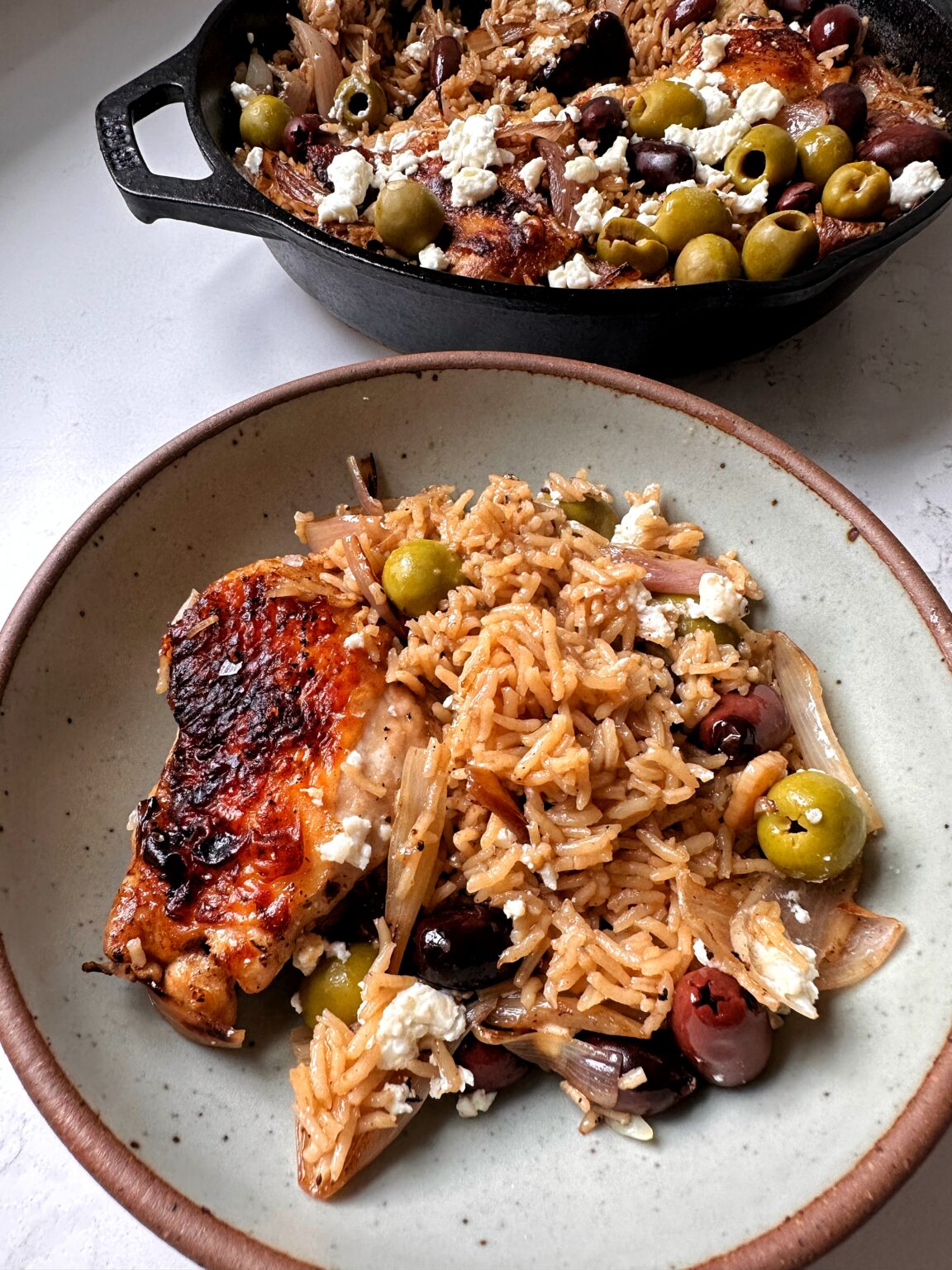 One-Skillet Greek Chicken with Rice - rachLmansfield