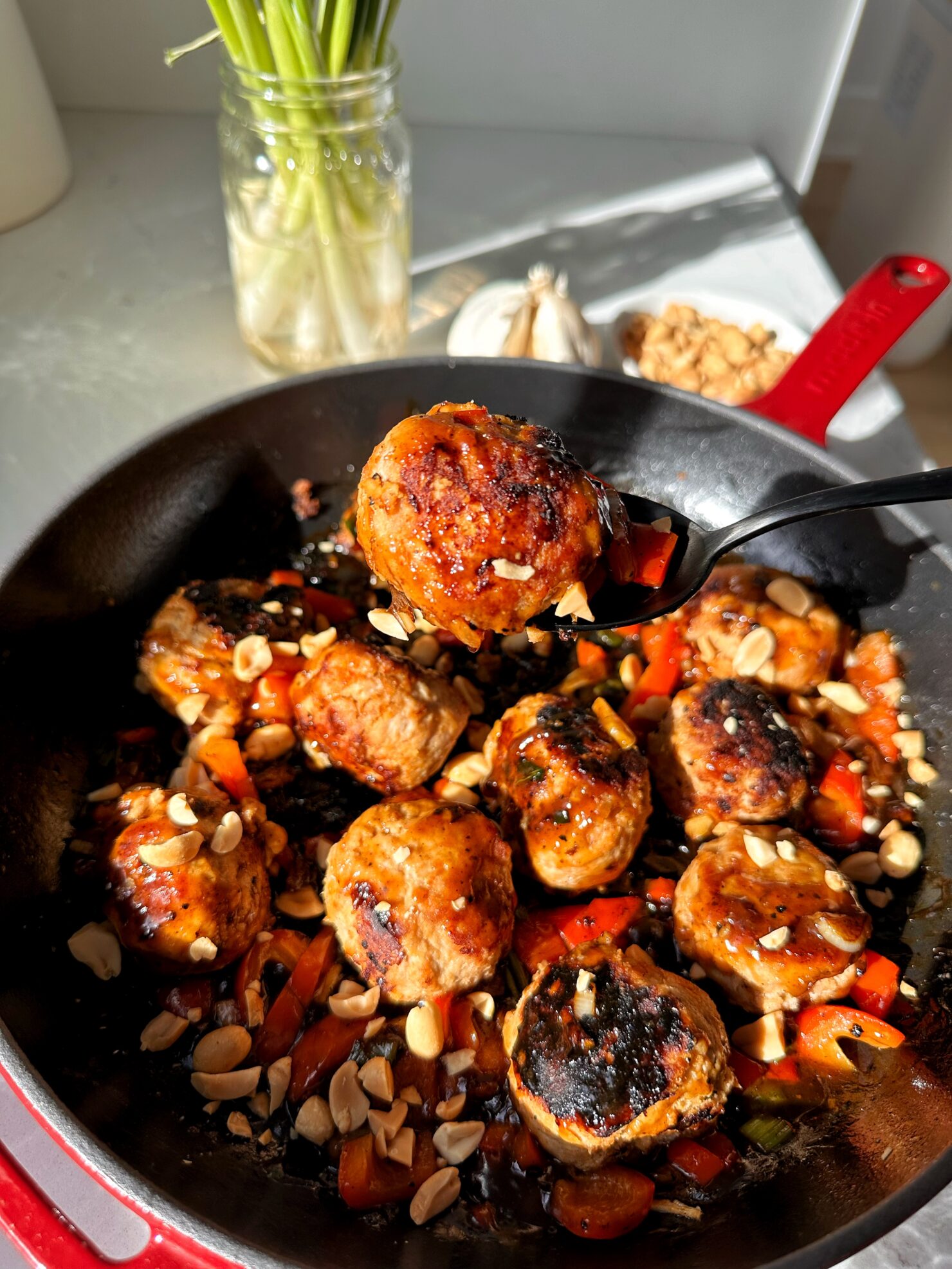 30-minute Kung Pao Meatballs (gluten-free) - rachLmansfield