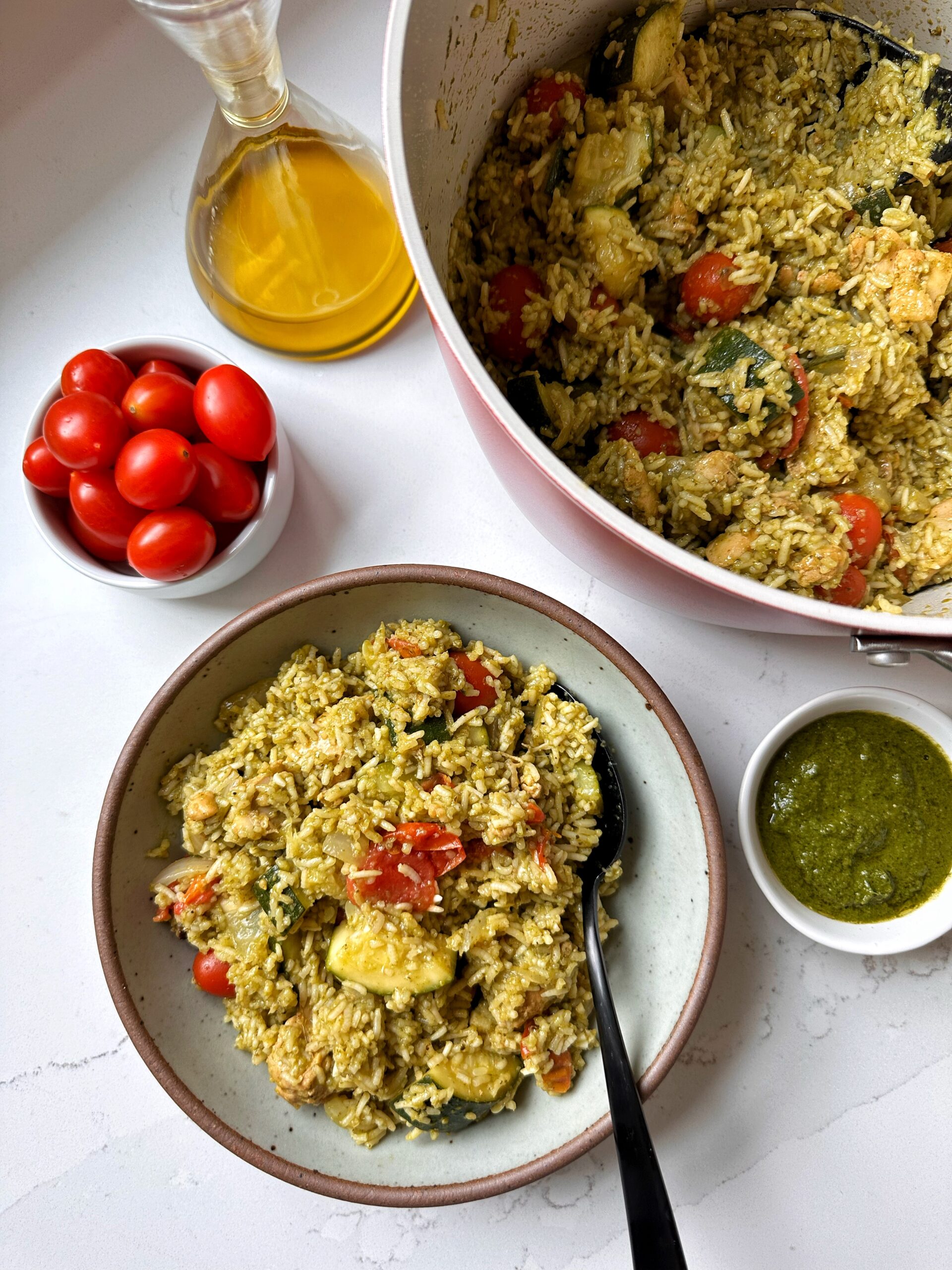 One-Pot Pesto Chicken and Rice (gluten-free) - rachLmansfield